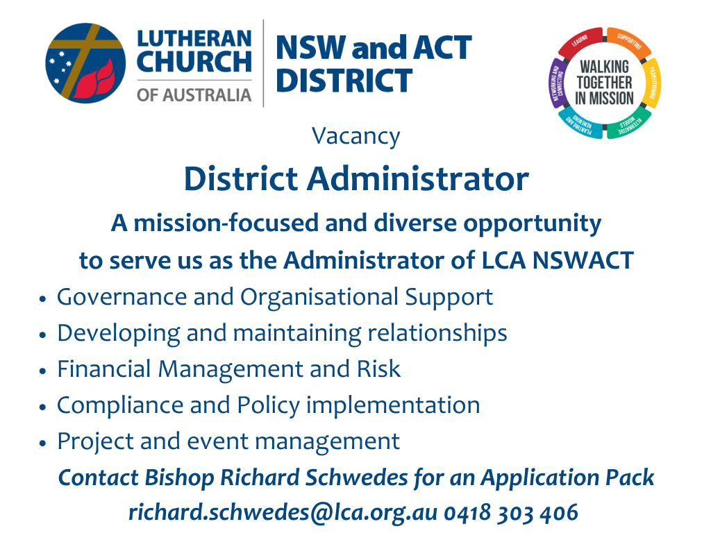 LCA NSW and ACT District Administrator - Lutheran Church of New Zealand